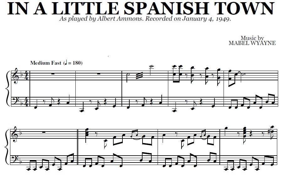 In A Little Spanish Town - Albert Ammons (Sheet Music) | PDF Transcription