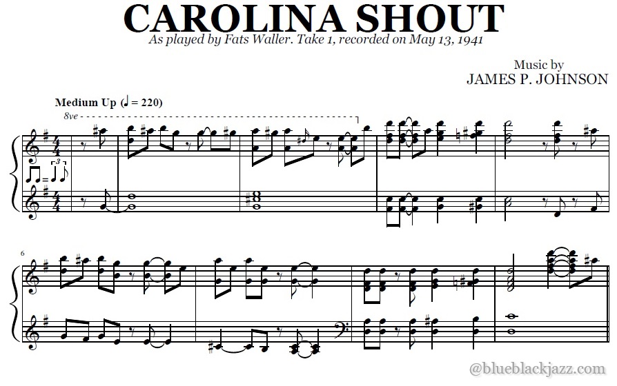 Carolina Shout - Fats Waller (Sheet Music) | PDF Transcription