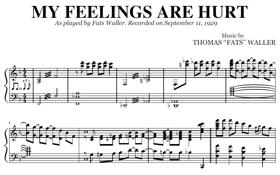 My Feelings Are Hurt - Fats Waller (Sheet Music) | PDF Transcription