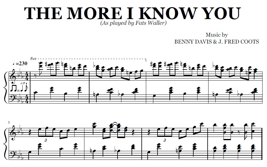 The More I Know You - Fats Waller (Sheet Music) | PDF Transcription